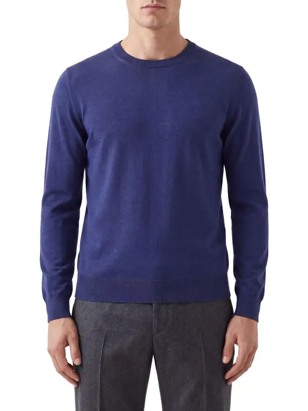 Brunello Cucinelli Cashmere And Silk Crew Neck Pullover - Blue