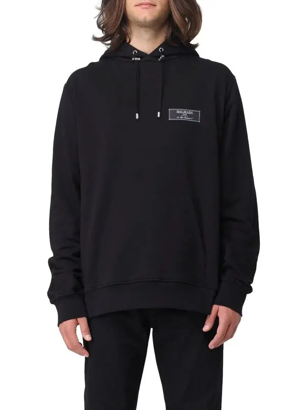 Balmain Cotton Relaxed Fit Sweatshirt - Black
