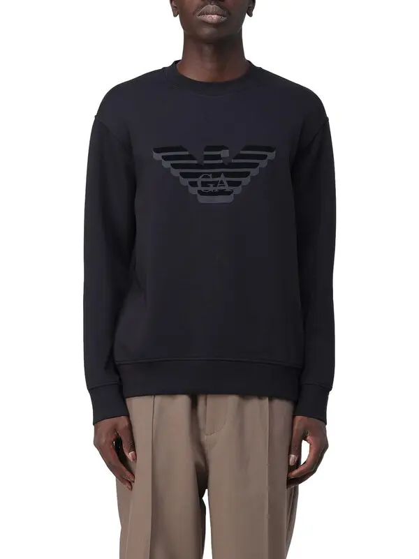 Emporio Armani Cotton Sweatshirt With Logo - Black 1