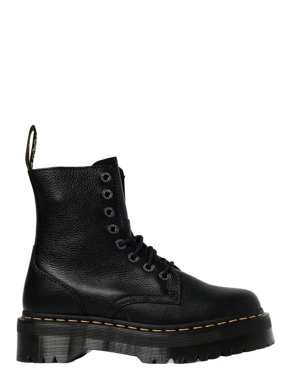 Dr. Martens Jadon Iii Pebbled Leather Platform Combat Boots - Black