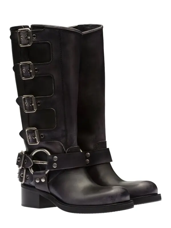Miu Miu Leather Boots - Black