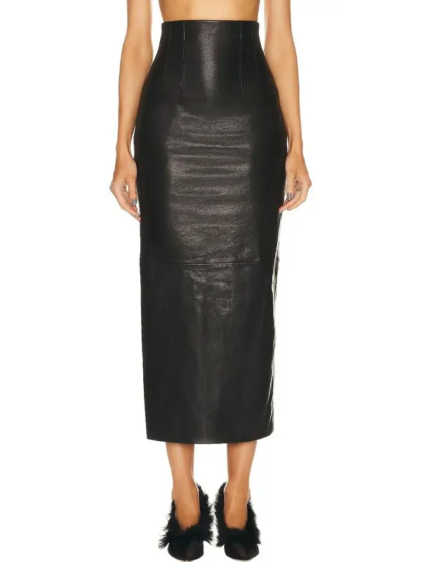 Khaite Loxley Leather Skirt - Black