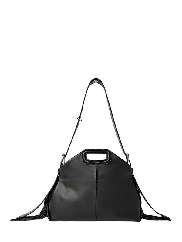 Maje Miss M Medium Leather Handbag - Black