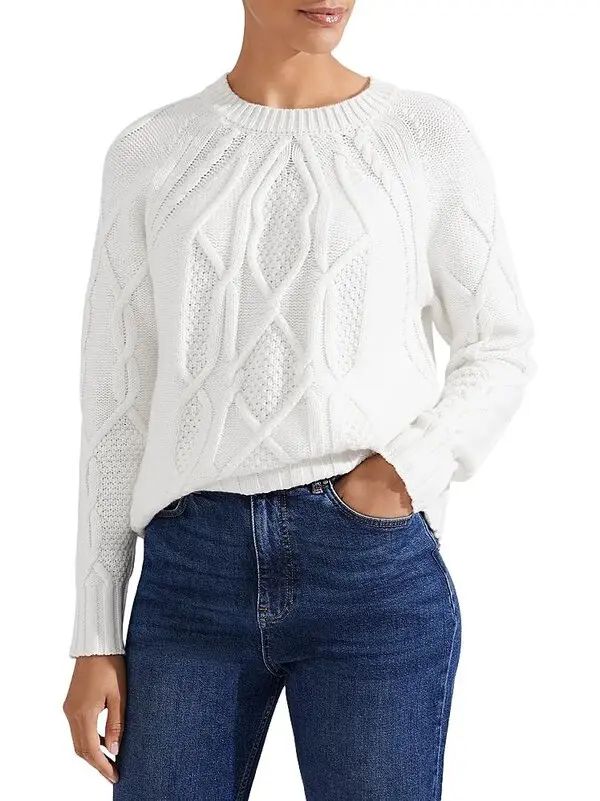 HOBBS LONDON Maja Cable Knit Sweater - Ivory
