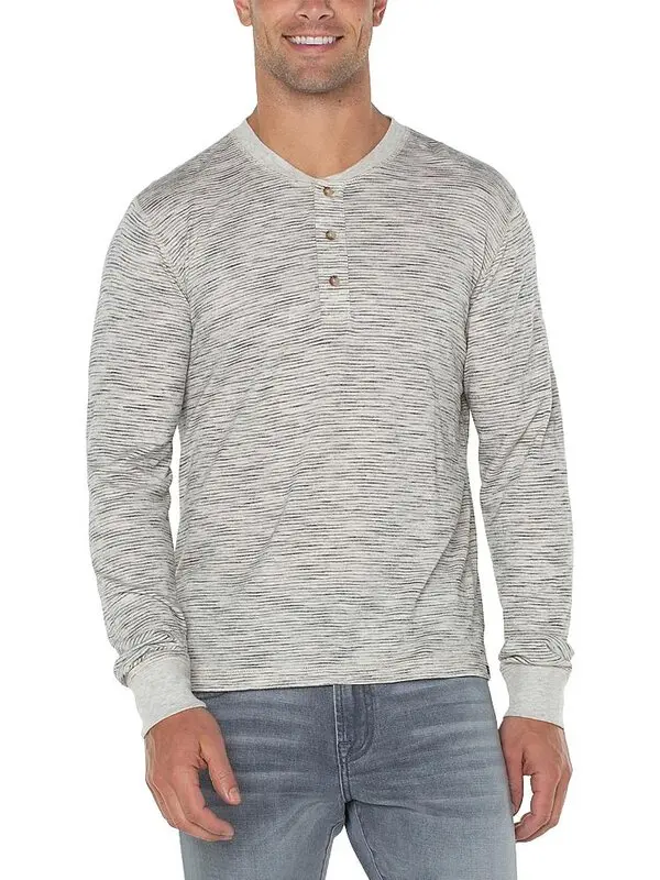 LIVERPOOL Slim Fit Henley - Cream Gray