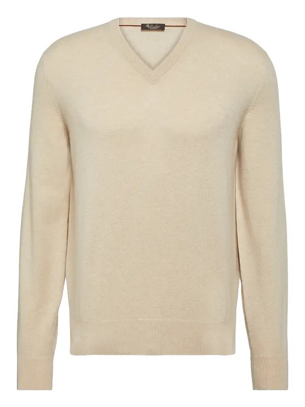 Loro Piana Cashmere V-neck Sweater - Beige