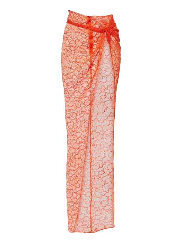 LAQUAN SMITH Lace Wrap Skirt - Orange