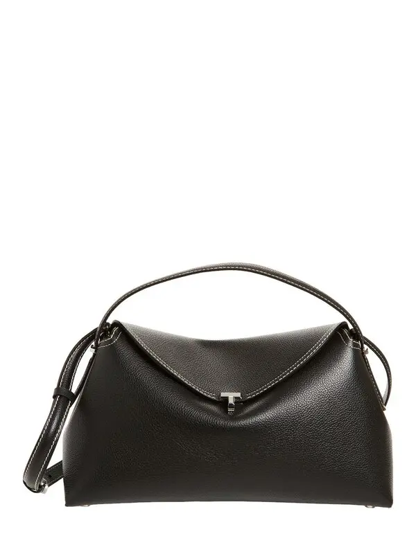 TOTEME T-lock Curved Leather Shoulder Bag - Black 001
