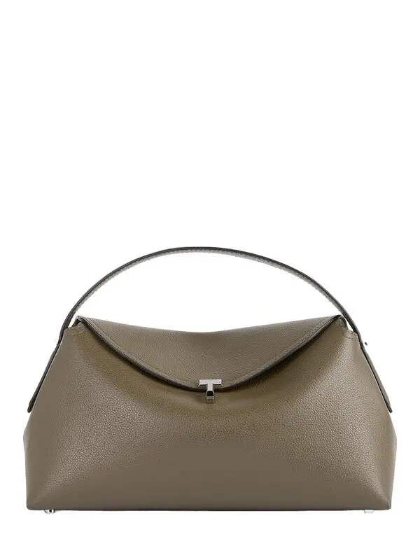 TOTEME T-lock Curved Leather Shoulder Bag - Dark Taupe