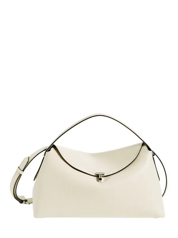 TOTEME T-lock Curved Leather Shoulder Bag - Milk