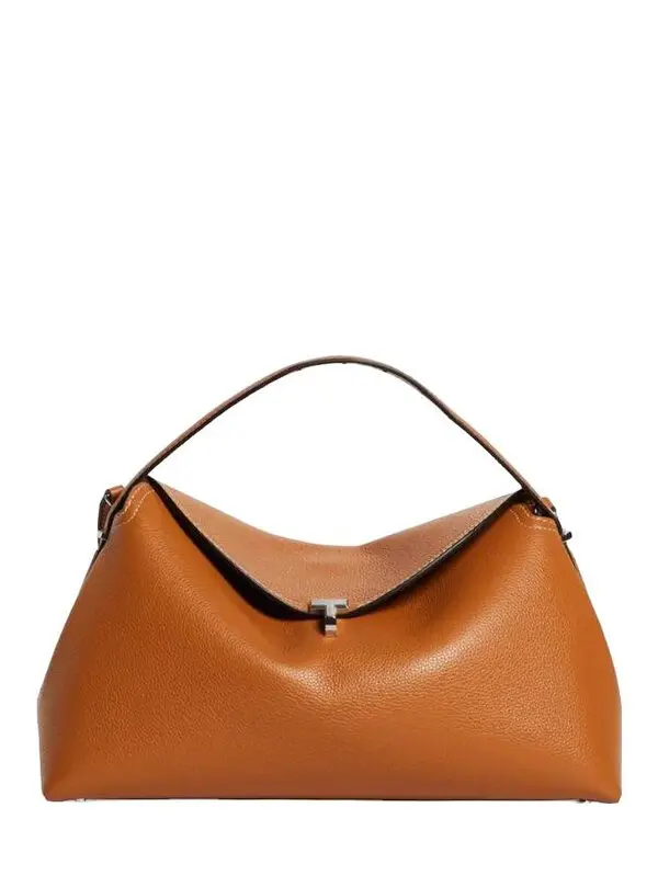 TOTEME T-lock Curved Leather Shoulder Bag - Tan Grain