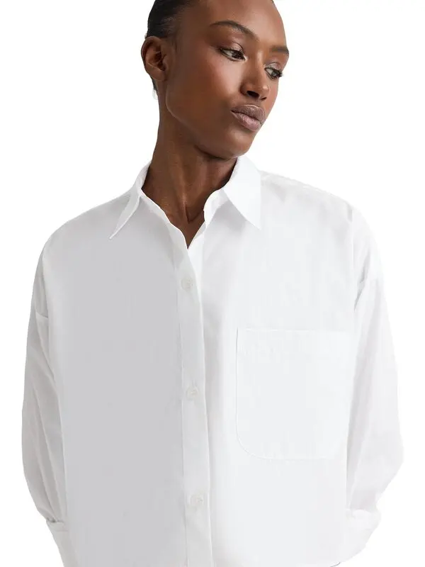 TWP Cropped Cotton Shirt - White