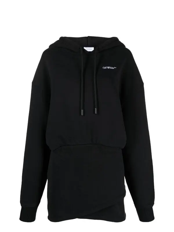 Off-White Logo-embroidered Hoodie Minidress - Black