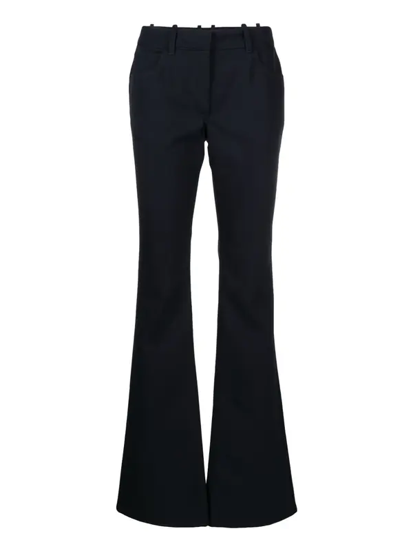 Off-White Virgin Wool Flared Trousers - Blue