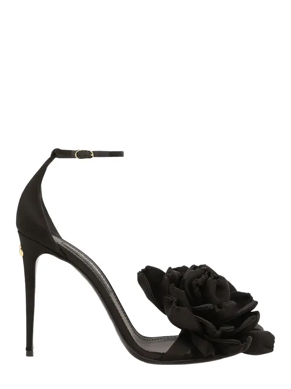 Dolce & Gabbana Keira Floral-appliqué Sandals - Black