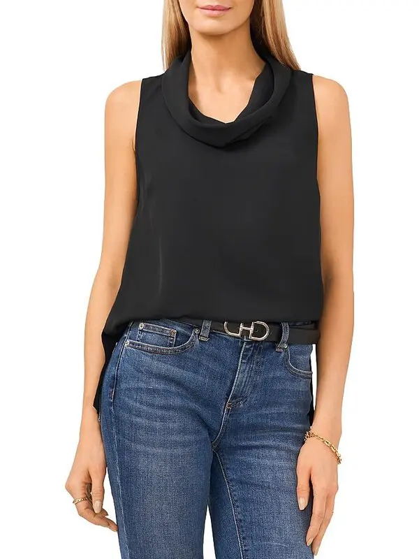 Vince Camuto Sleeveless Cowl Neck Top - Rich Black