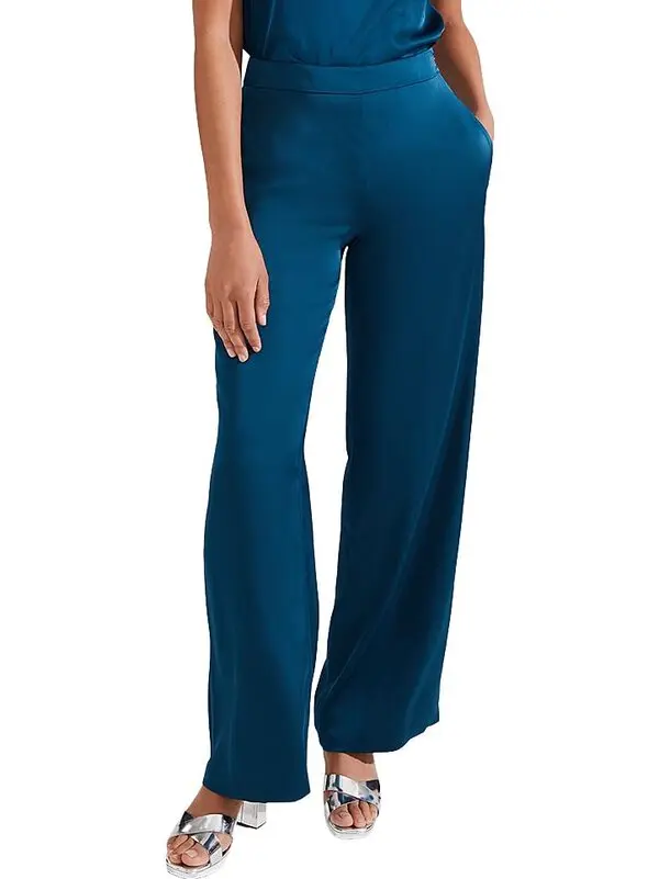 HOBBS LONDON Judith Wide Leg Trousers - Steel Blue