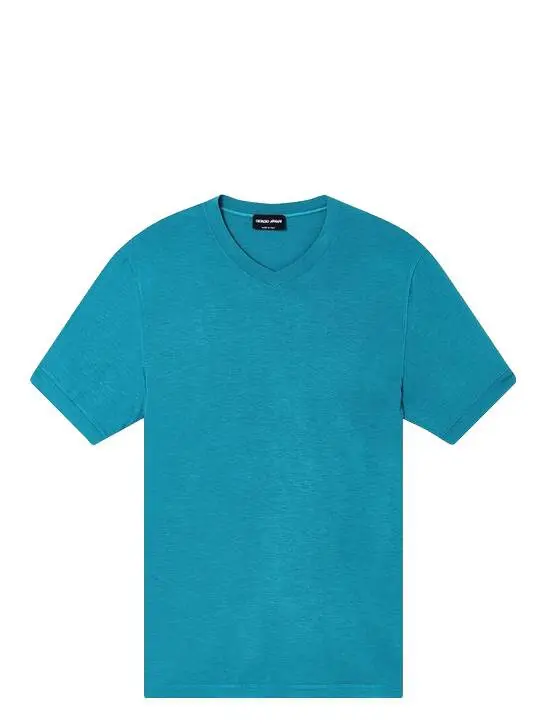 Giorgio Armani Stretch Viscose Jersey, V-neck Icon T-shirt - Green