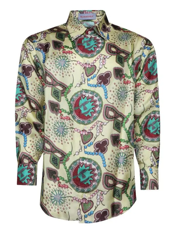 BLUEMARBLE Printed Silk Twill Shirt - Yellow Multicolor
