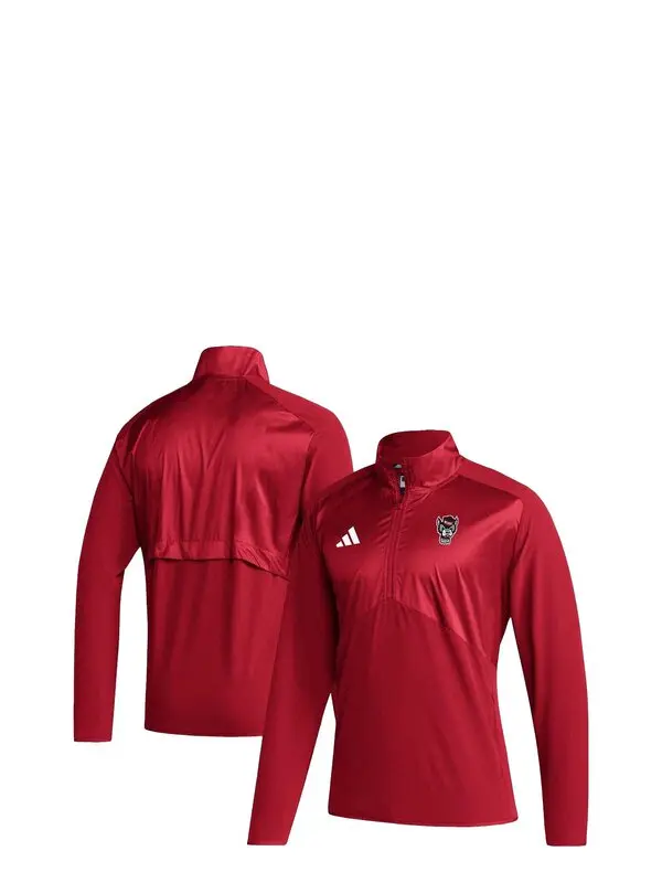 Adidas Nc State Wolfpack Sideline Aeroready Raglan Sleeve Quarter-zip Jacket - Red