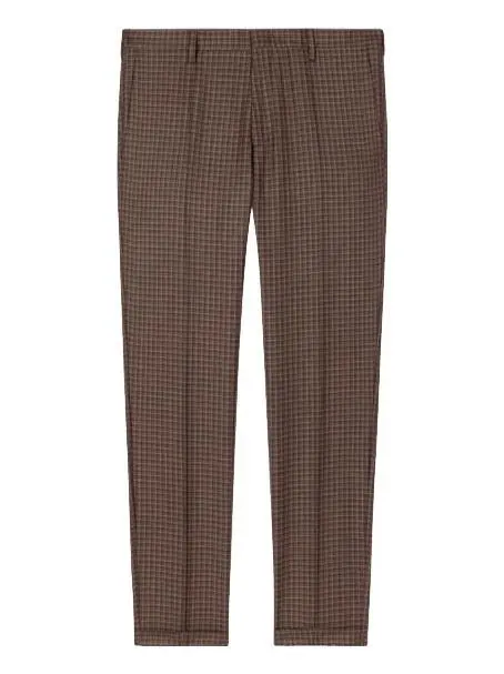 Paul Smith Gingham Check Slim-fit Wool Trousers - Brown