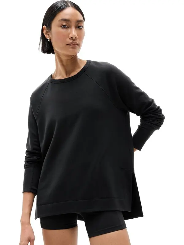 Athleta Coaster Luxe Recover Crewneck Sweatshirt - Black