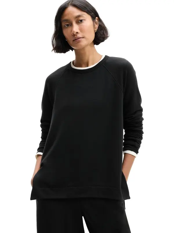 Athleta Coaster Luxe Recover Crewneck Sweatshirt - Black