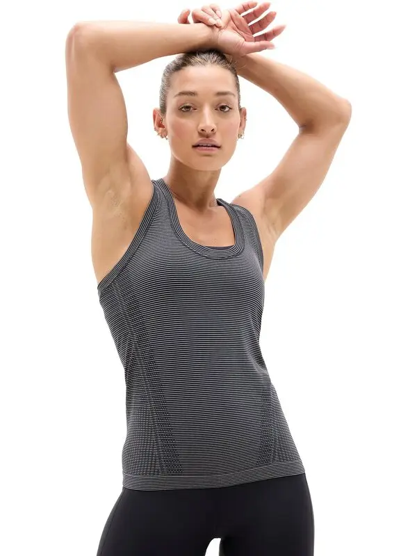 Athleta Momentum Seamless Tank Top - Black Mini Stripe