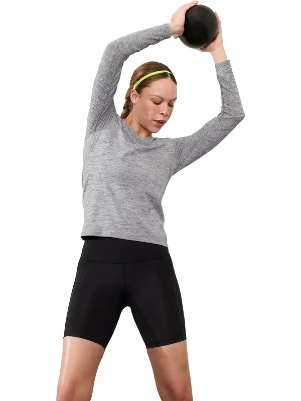 Athleta In Motion Seamless Heather Top - Medium Grey