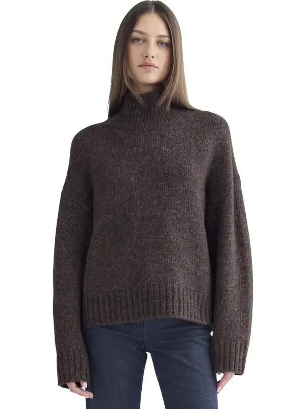 Everlane Oversized Turtleneck Sweater - Heathered Burgundy