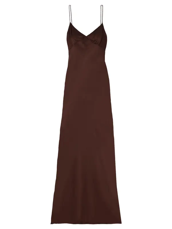 Faithfull The Brand Net Sustain Santiana Lenzing Ecovero-satin Maxi Dress - Brown