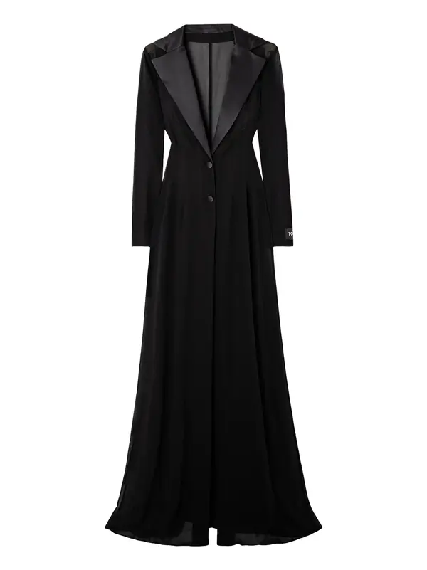 Dolce & Gabbana Satin-trimmed Silk-blend Chiffon Long Coat - Black