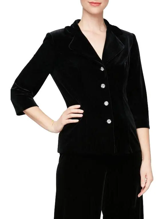 Alex Evenings Velvet Jacket - Black