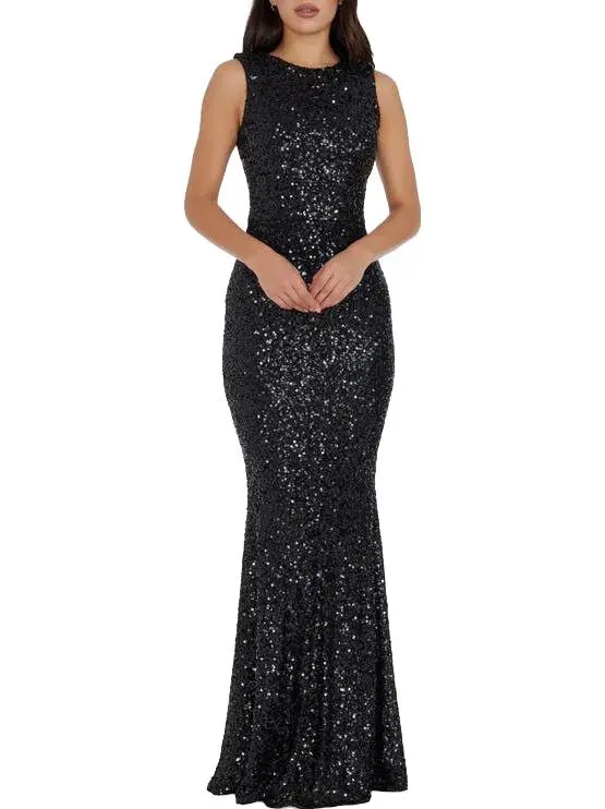 Dress The Population Leighton Sequin Mermaid Gown - Jet Black