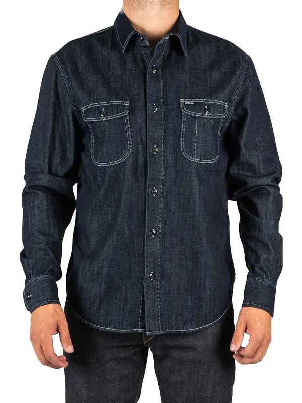 HIROSHI KATO The Brace Denim Button-up Shirt - Indigo