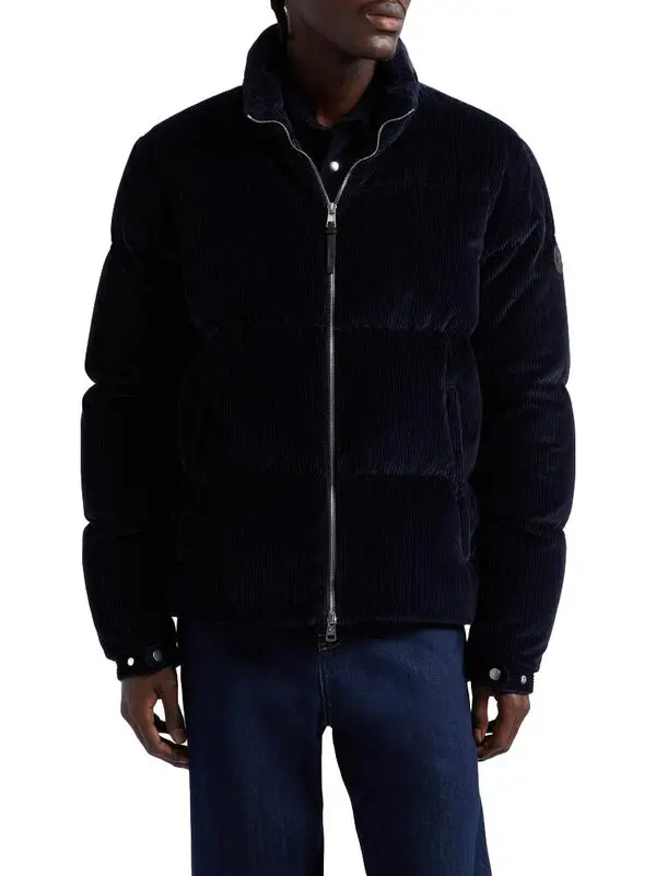 Moncler Besbre Quilted Corduroy Short Down Puffer Jacket - Night Sky