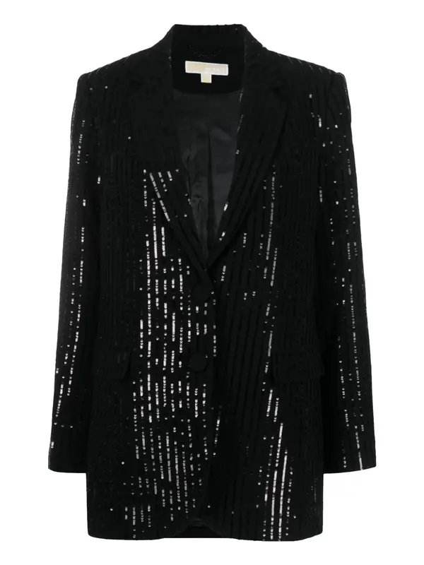 Michael Kors Sequin-embellished Striped Blazer - Black