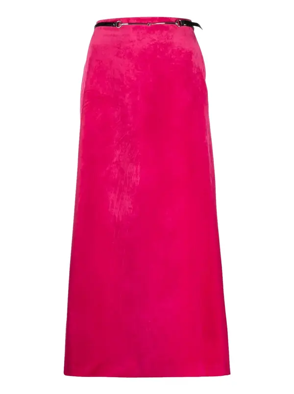 Gucci Velvet Maxi Skirt With Detachable Belt - Pink