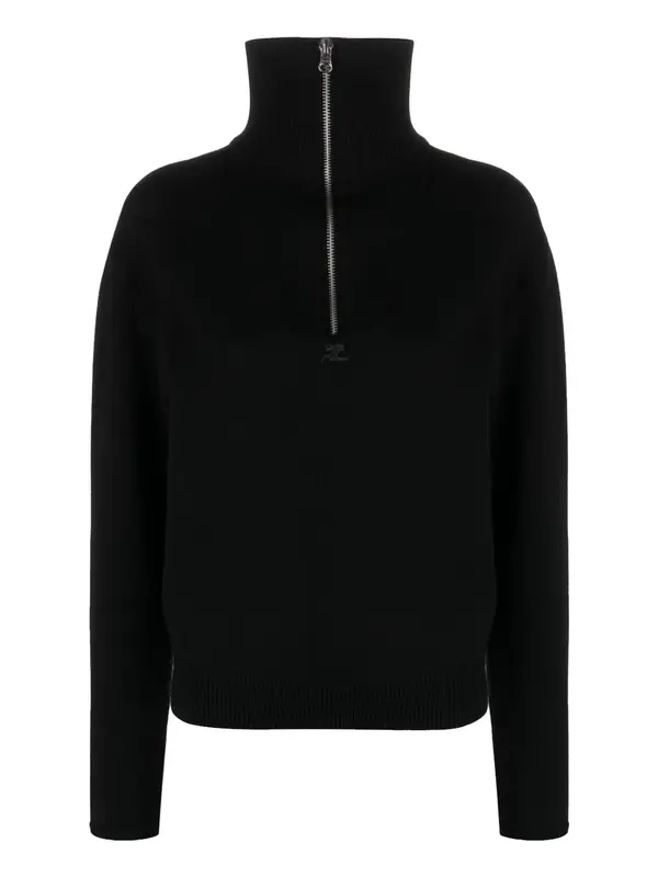 COURREGES Logo-patch Half-zip Jumper - Black