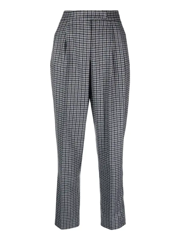 Emporio Armani Checked Tapered Trousers - Grey