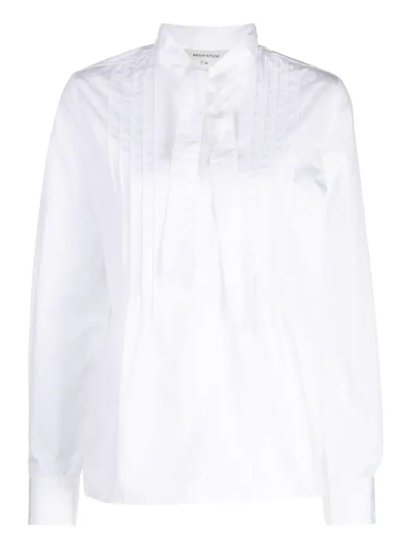 Maison Kitsuné Pussy-bow Cotton Shirt - White