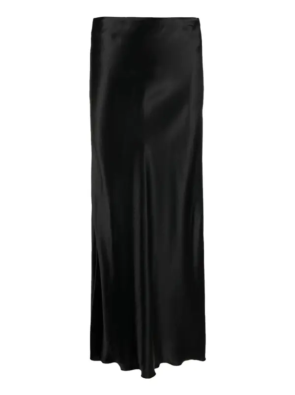 FORTE_FORTE High-waisted Satin Midi Skirt - Black