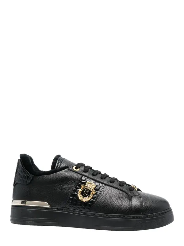 BILLIONAIRE Logo-plaque Leather Sneakers - Black