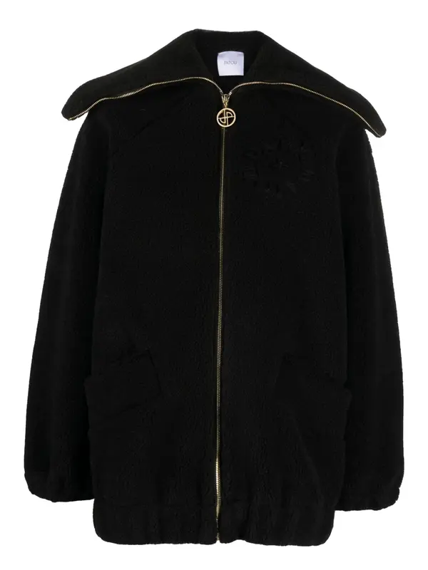 Patou Logo-embroidered Fleece Jacket - Black