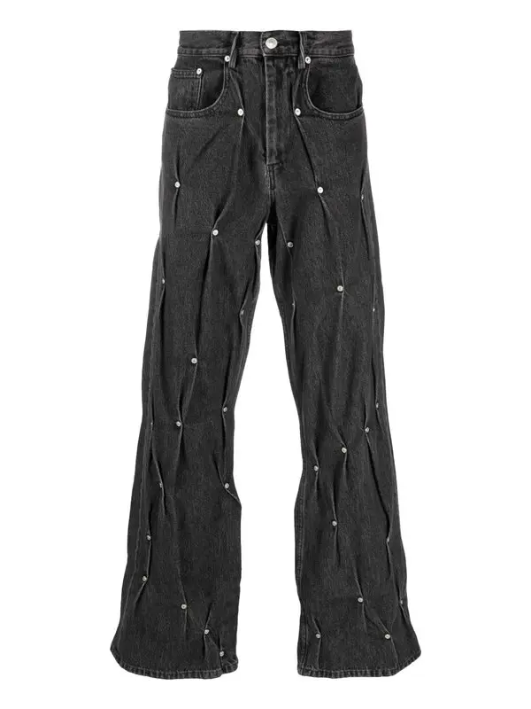 KUSIKOHC Multi-rivet Straight-leg Jeans - Black