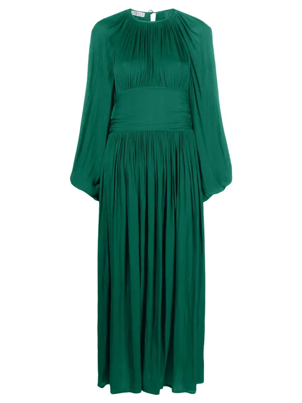 BARUNI Poet-sleeve Flared Maxi Dress - Green