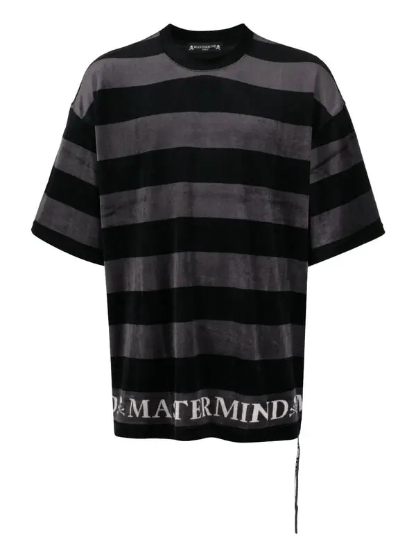 MASTERMIND WORLD Logo-print Towelling-finish T-shirt - Black