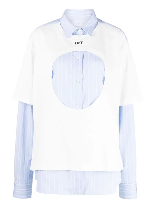 Off-White Meteor Layered Cotton Shirt - Blue