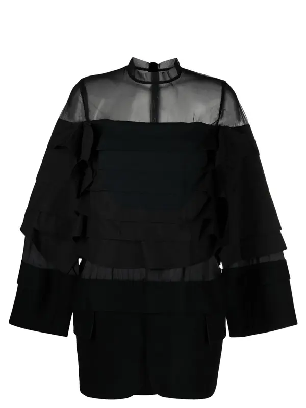 Sacai Layered-effect Panelled Minidress - Black