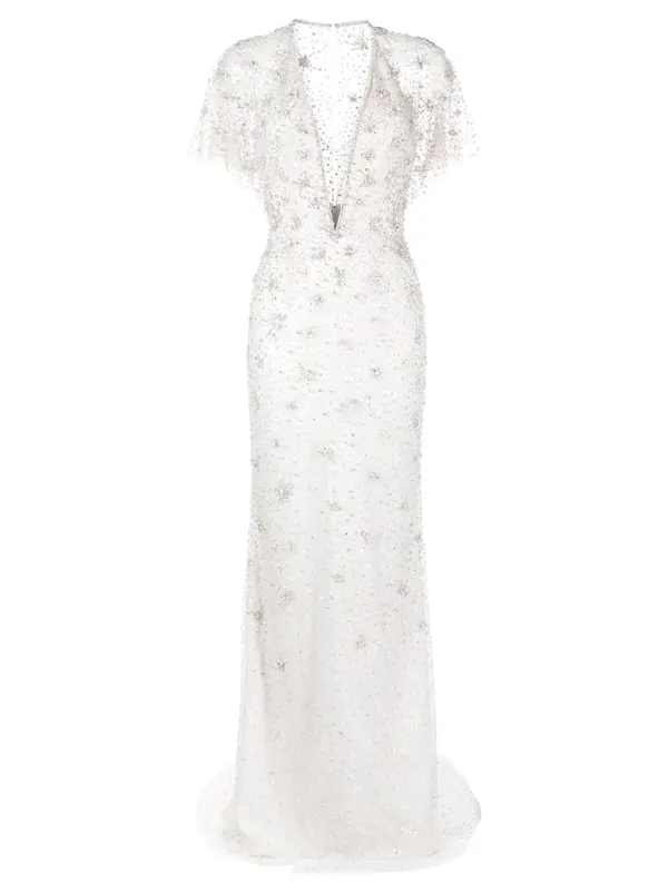 Jenny Packham Sofie Crystal-embellished Gown - Grey
